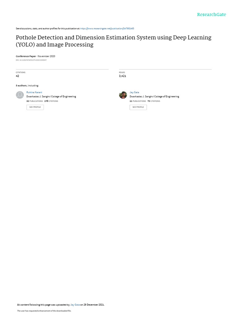 Pothole Detectionand Dimension Estimation Systemusing Deep Learning ...