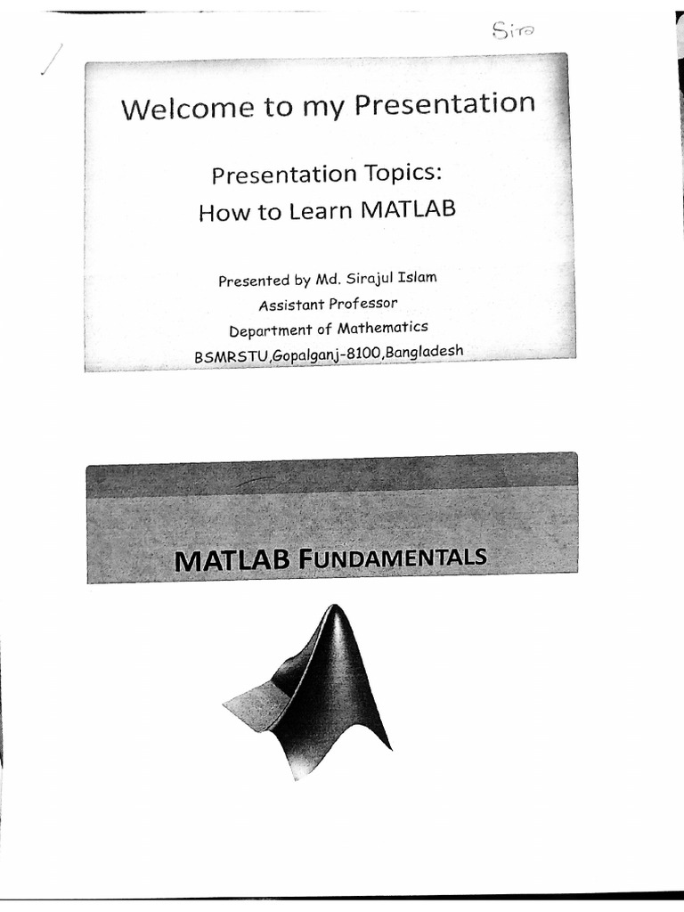 Siraj Sir Matlab Basic | PDF