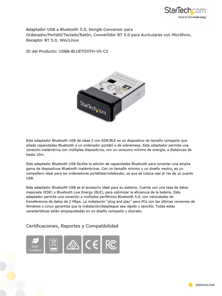 Usba Bluetooth v5 c2 Datasheet Es 1 | PDF