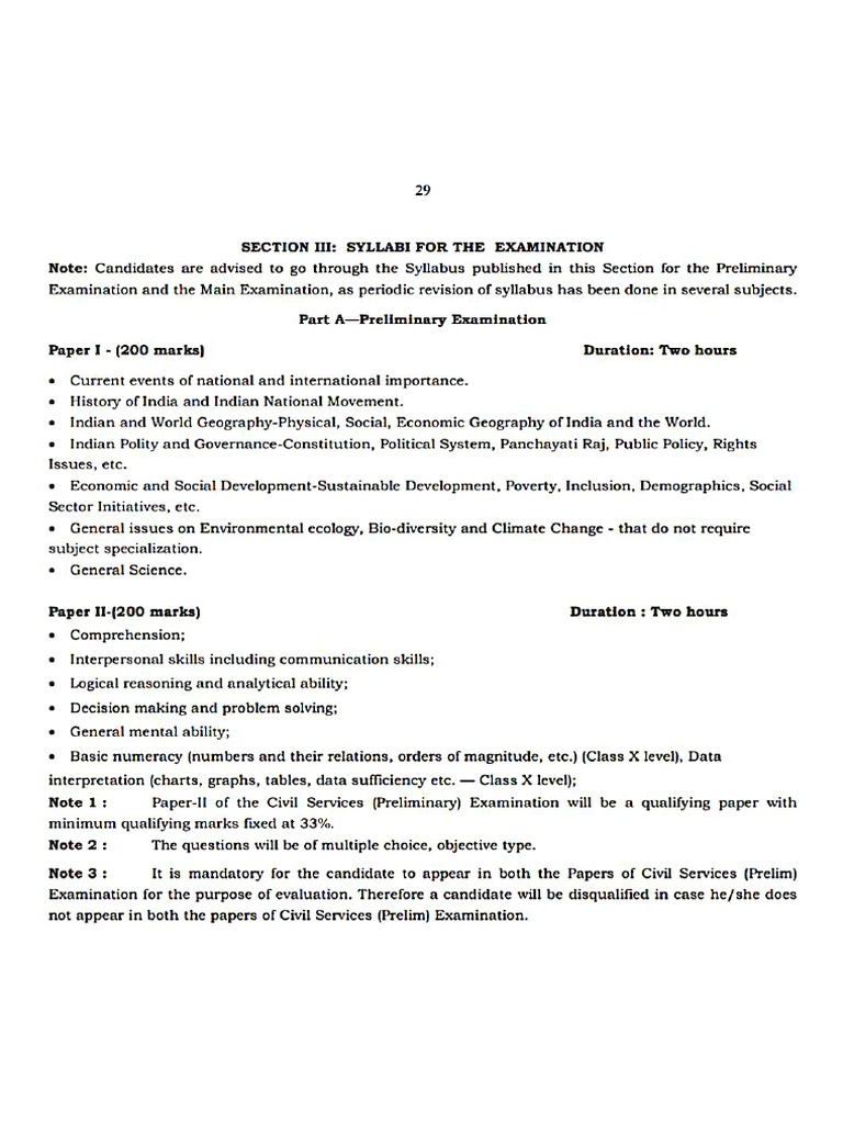 UPSC Short Syallabus | PDF
