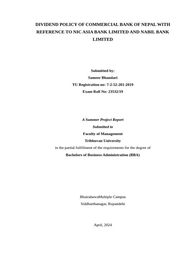 Summer Project BBA | PDF