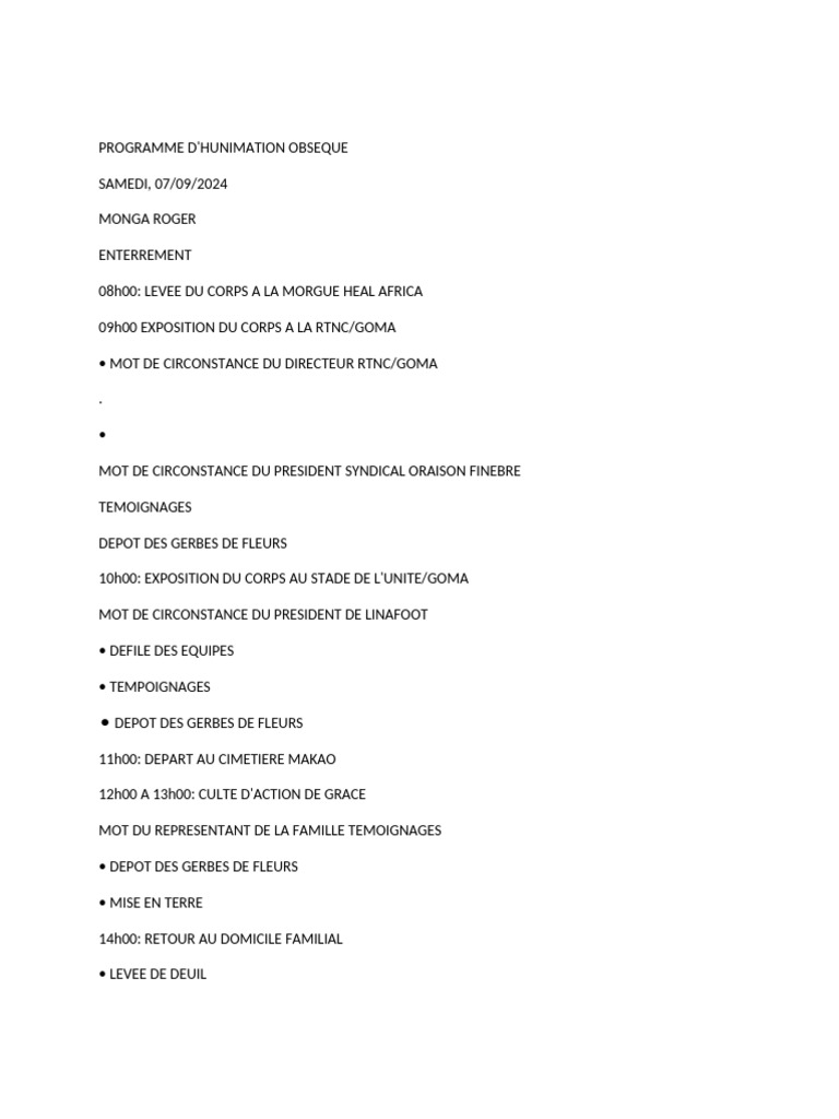 Programme Deuil | PDF