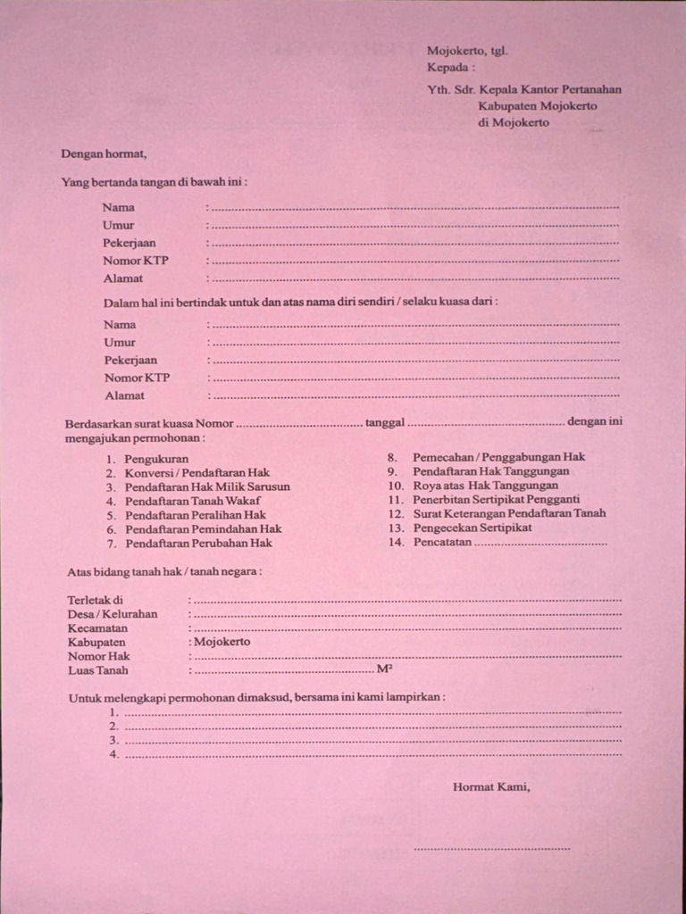 Permohonan Teknis Pertanahan Izin Lokasi (Pertek) | PDF