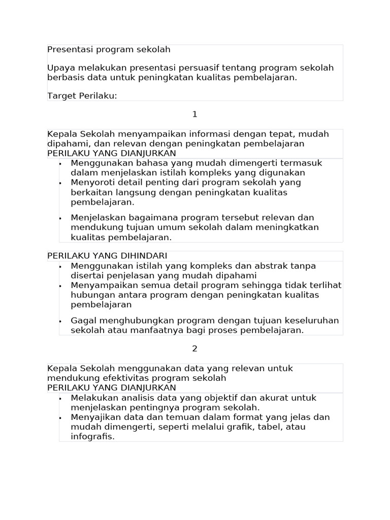 Presentasi Program Sekolah | PDF