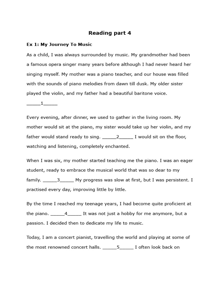 PET - Reading part 4 - 18.5 | PDF