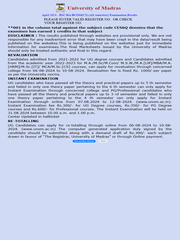 Httpsexam Unom Ac Inresultsugresultpage Asp | PDF