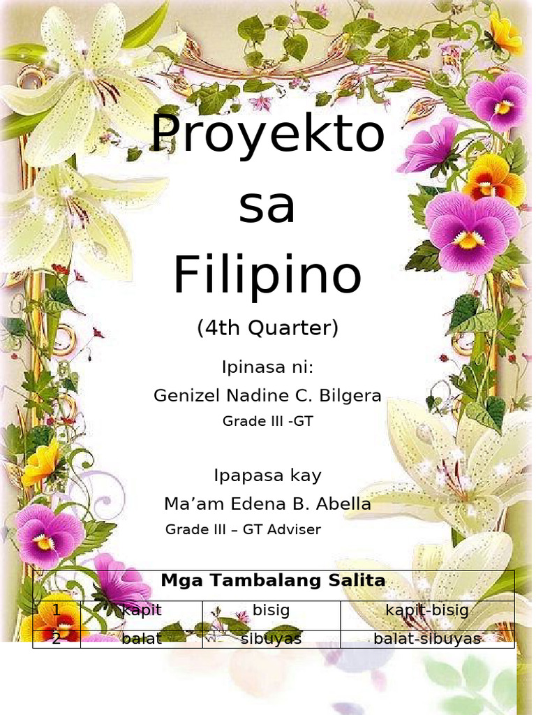 Proyekto Sa Filipino | PDF