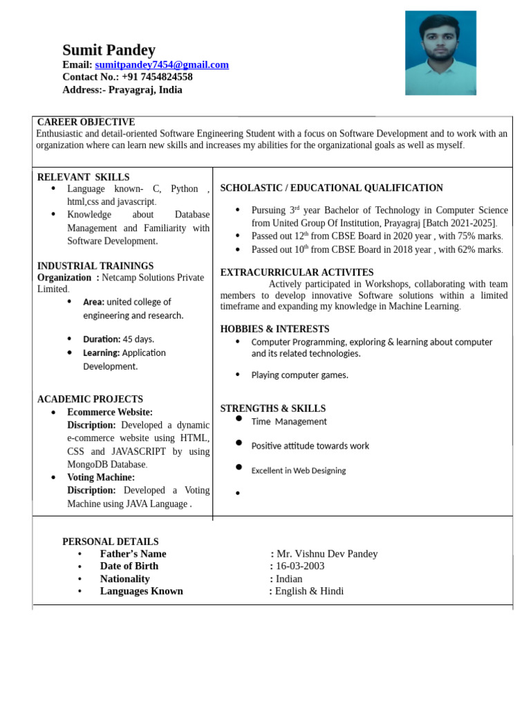new sumit resume | PDF