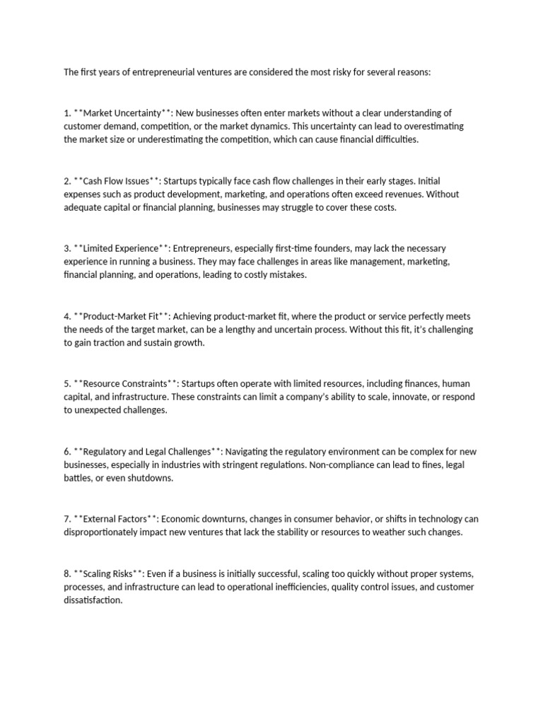 The First Years of Entrepreneurial Ventures Are Considered The Most ...