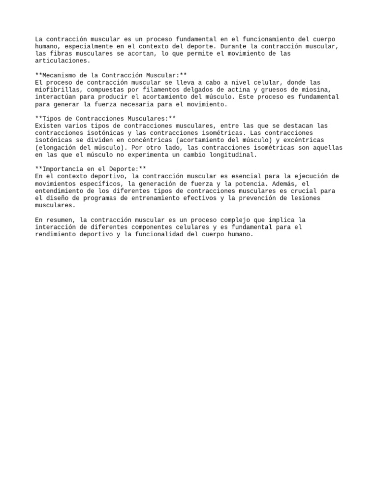 Contracción Muscular | PDF