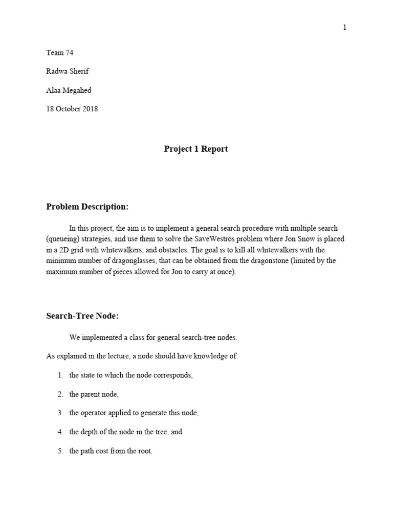 AI Project1 Report | PDF