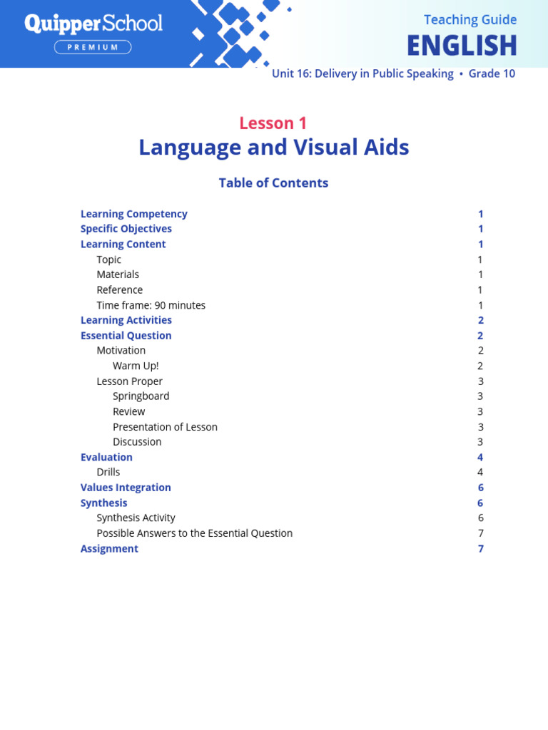 PDF TG Unit 16 Lesson 1 Language and Visual Aids | PDF | Learning ...