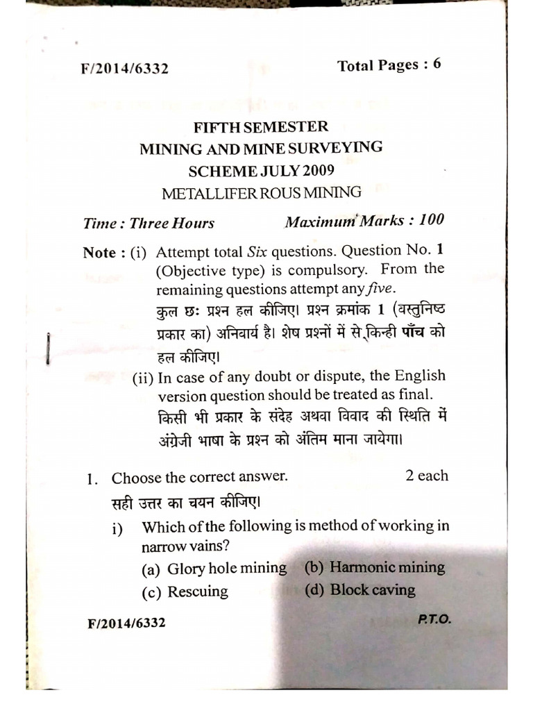 Metalliferous Mining Paper | PDF