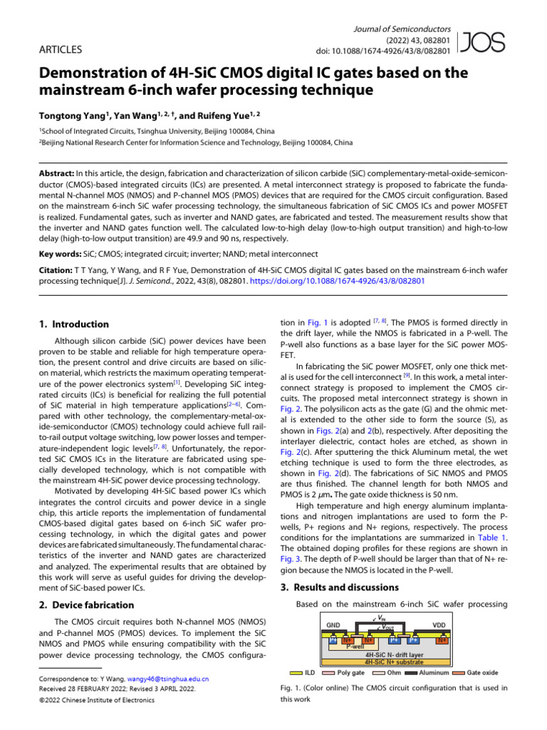 Demonstration of 4H-Sic Cmos Digital Ic Gates Based On The Mainstream 6 ...
