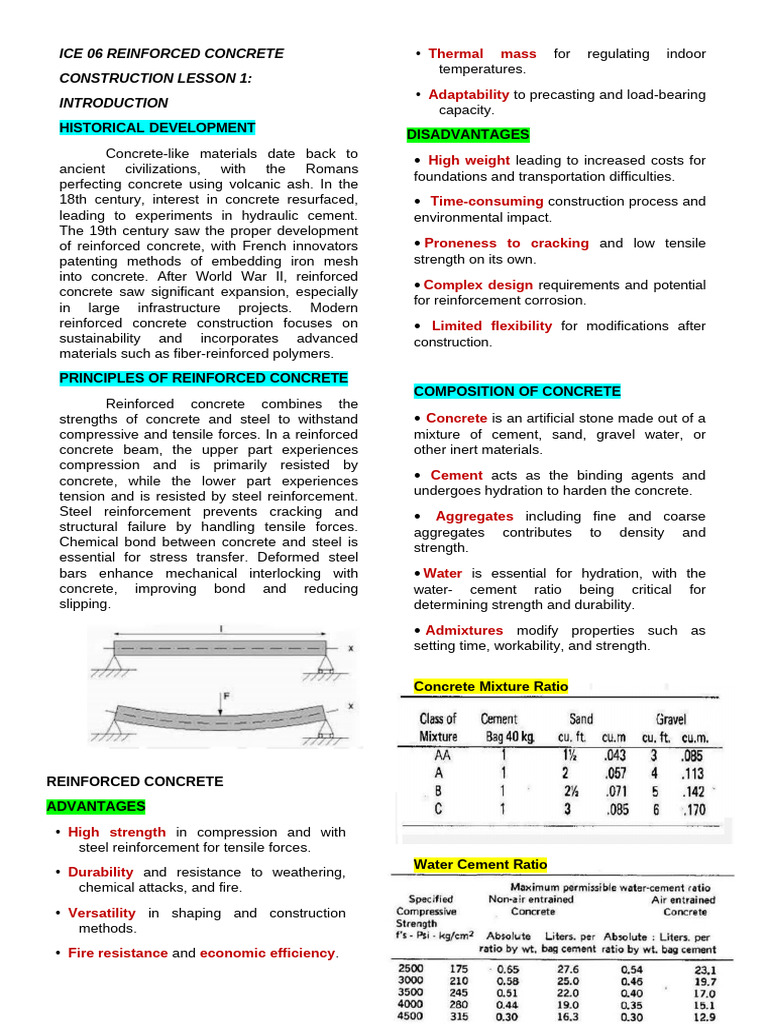 Ice 06 Reinforced Concrete Construction Lesson 1 | PDF