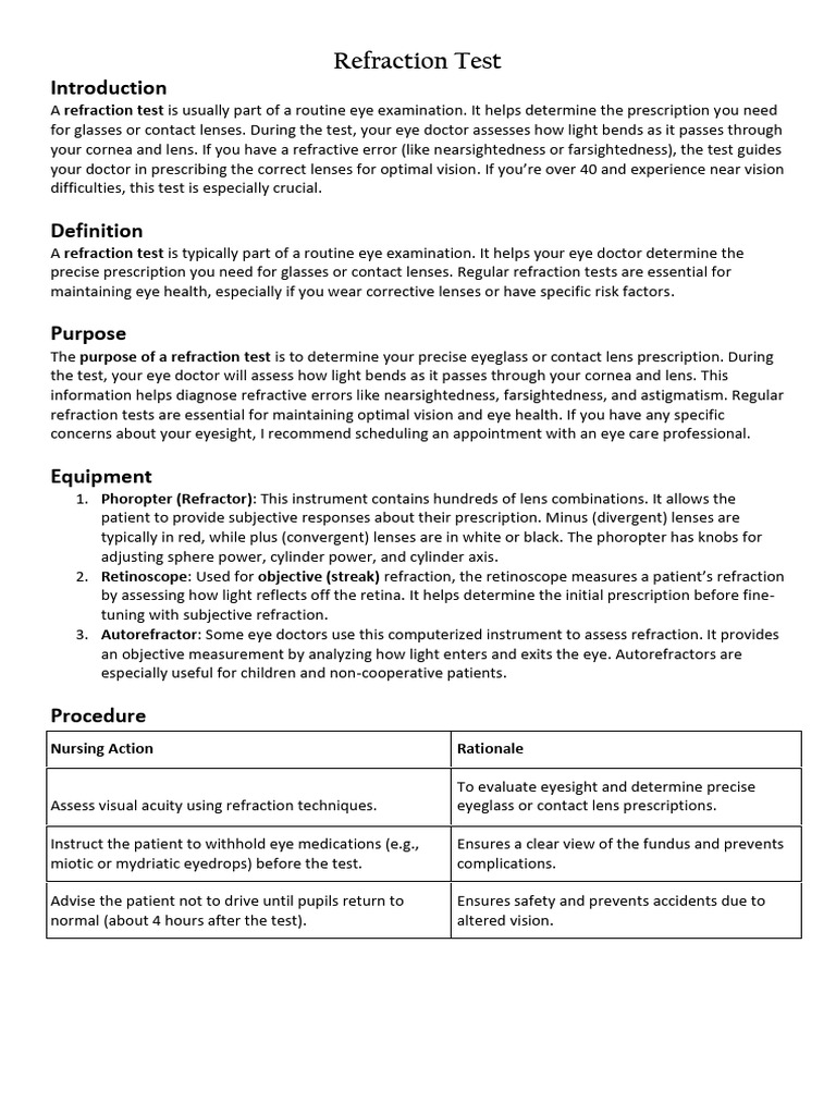 Refraction Test | PDF