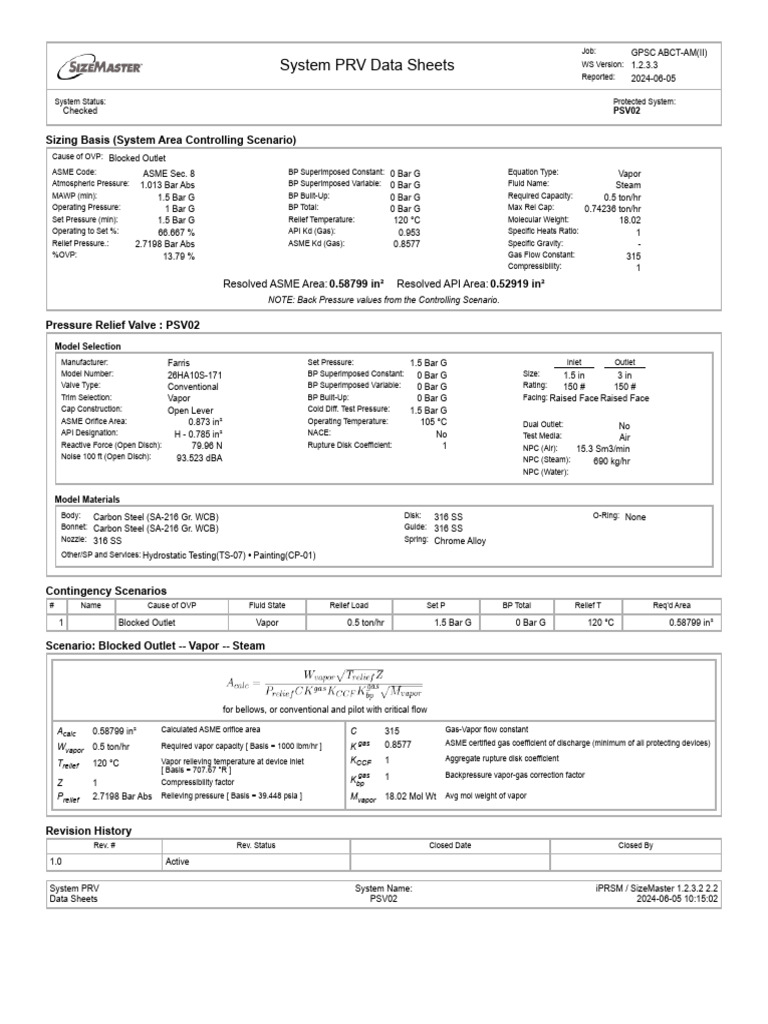 PSV - 01 Sizing | PDF