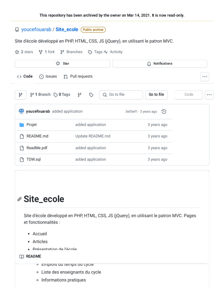 GitHub - Youcefouarab - Site - Ecole - Site D'école Développé en PHP, HTML, CSS, JS (Jquery), en ...