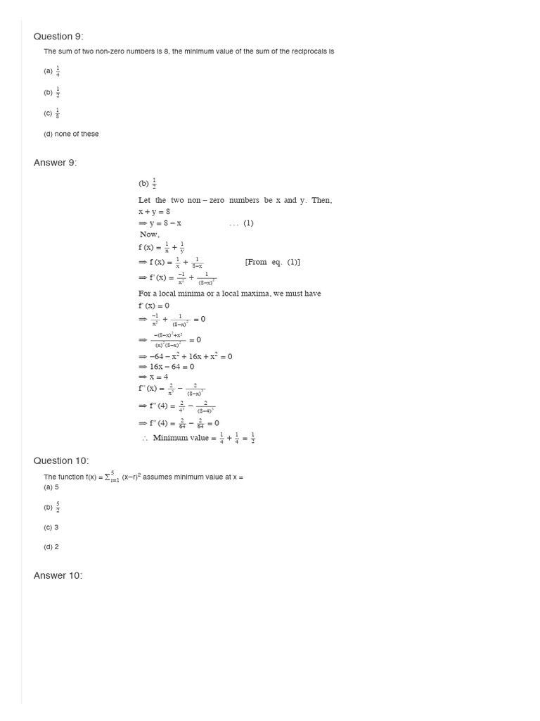 The Sum of Two Non-Zero Numbers Is 8, The Minimum Value of The Sum of ...