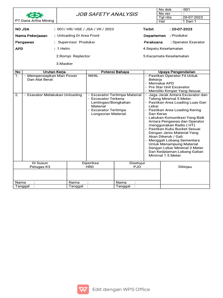 JOB SAFETY ANALYSIS | PDF
