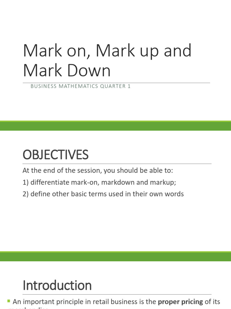 Mark On Mark Up and Mark Down | PDF