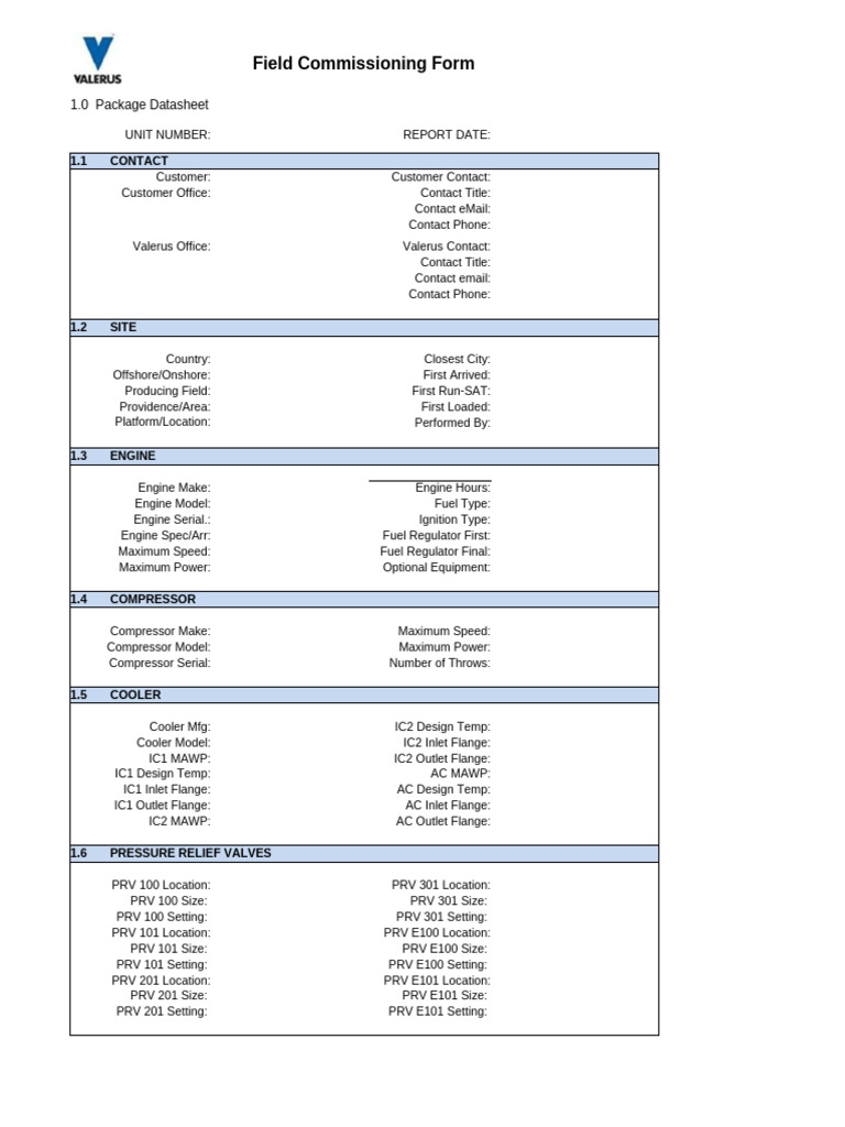 Field Commissioning Checklist Form | PDF | Piston | Technology ...