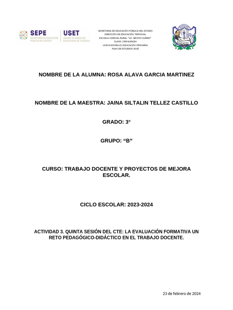 Actividad 3-Quinta Sesión Del Cte | PDF