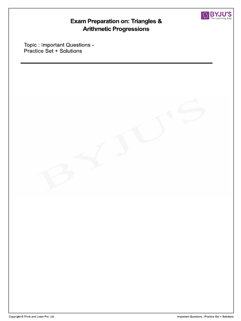 Triangles & Arithmetic Progressions Exam Prep - SUB | PDF