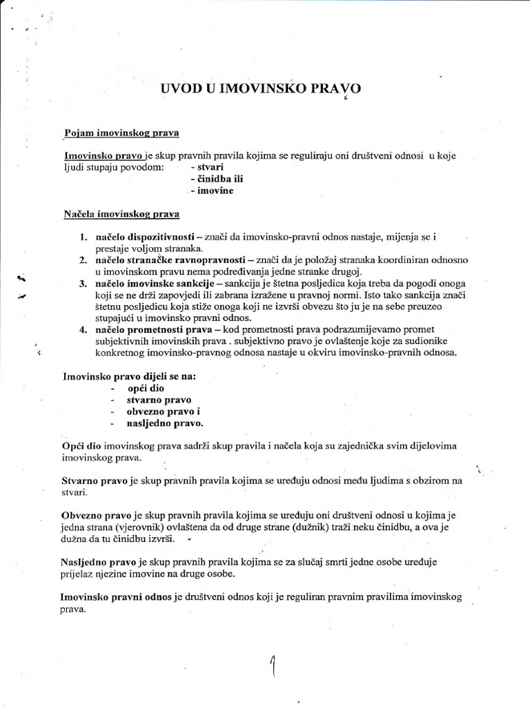 Uvod I Imovinsko Pravo | PDF