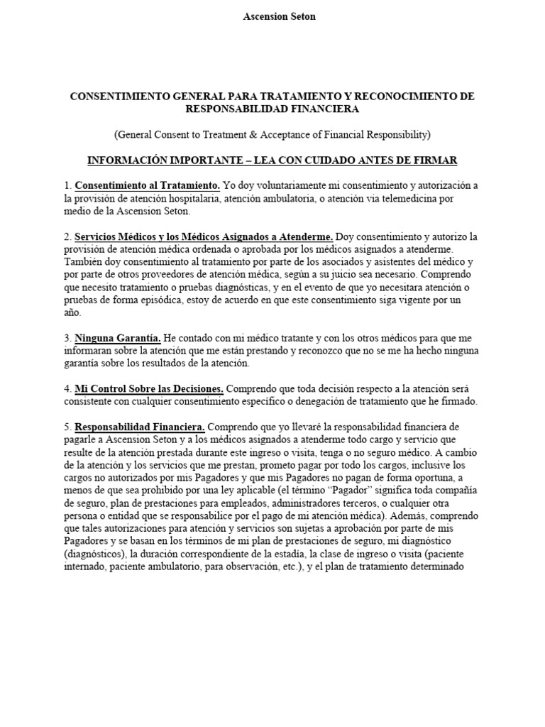 Consent To Treat Spanish | PDF