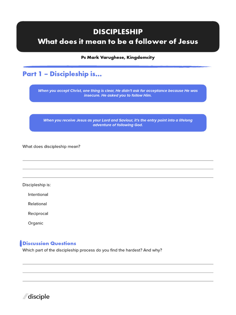 Disciple Workbook T01 Discipleship | PDF