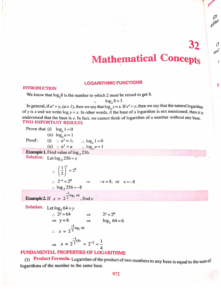 Mathematical Concepts For Physical Chemistry | PDF