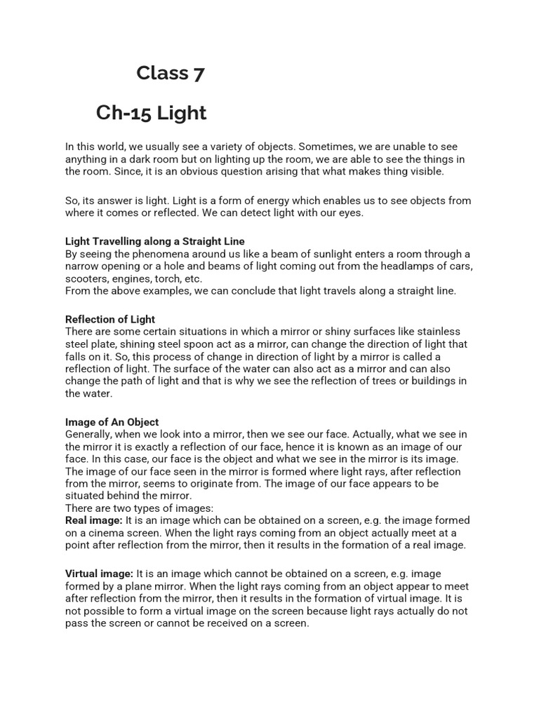 Class-7 - LIGHT | PDF