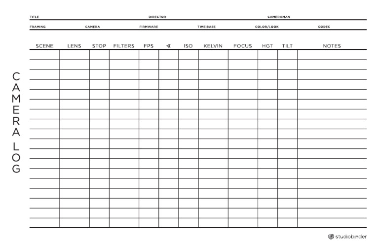 Camera Report Template StudioBinder | PDF