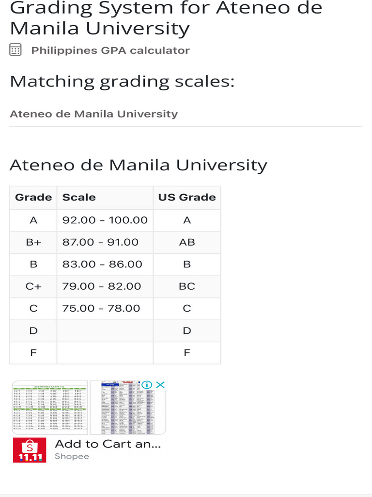 Ateneo de Manila University Grading | PDF