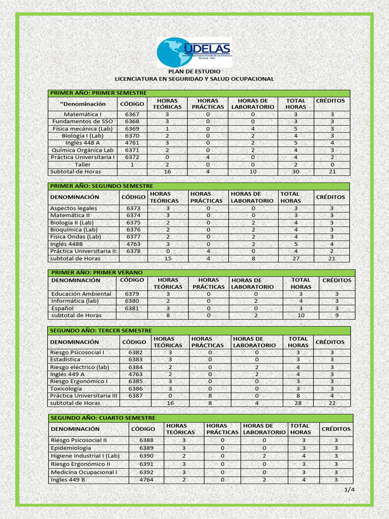 Plan de Estudio Sso udelas | PDF