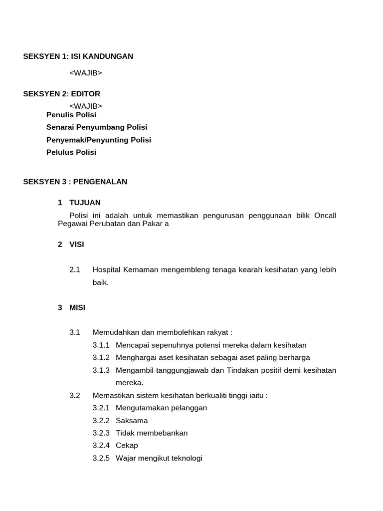 FORMAT Penyediaan Polisi HK HD | PDF