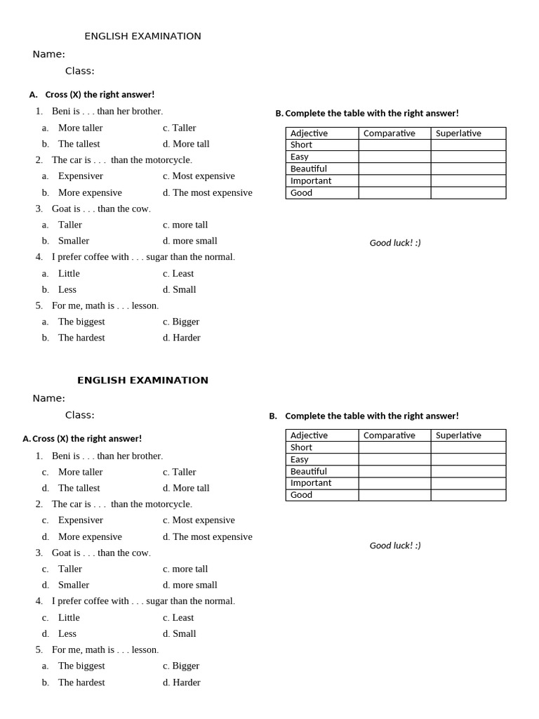 English Examination | PDF