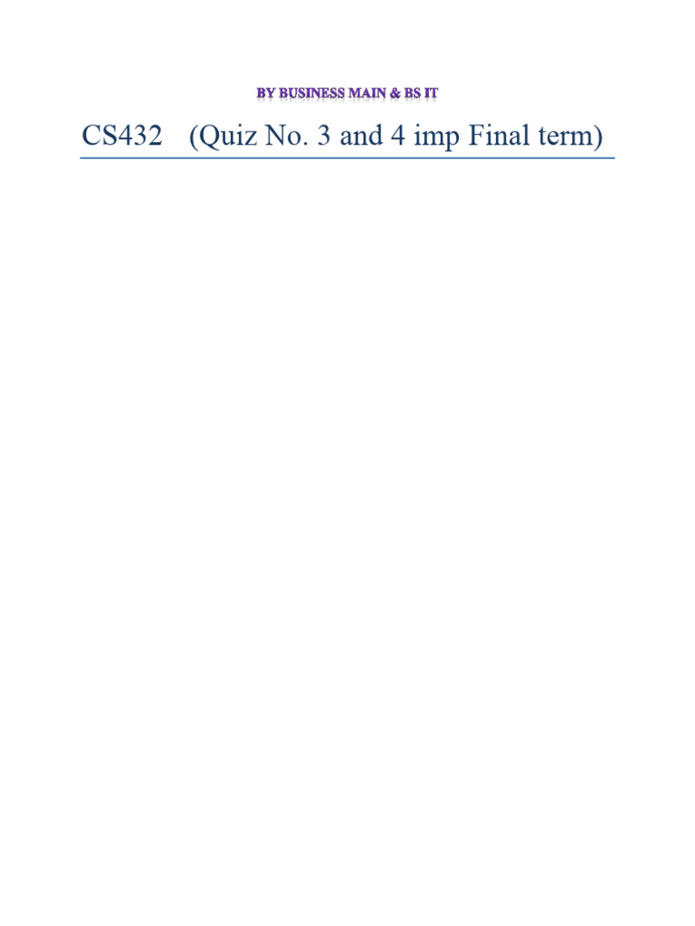 CS432 - Quiz Imp Final Term) 2024 | PDF | Routing | Telecommunications Standards