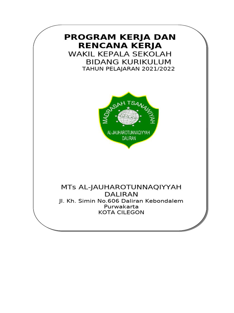PROGRAM KERJA WAK Kurikulum MTs 2022-2023 | PDF