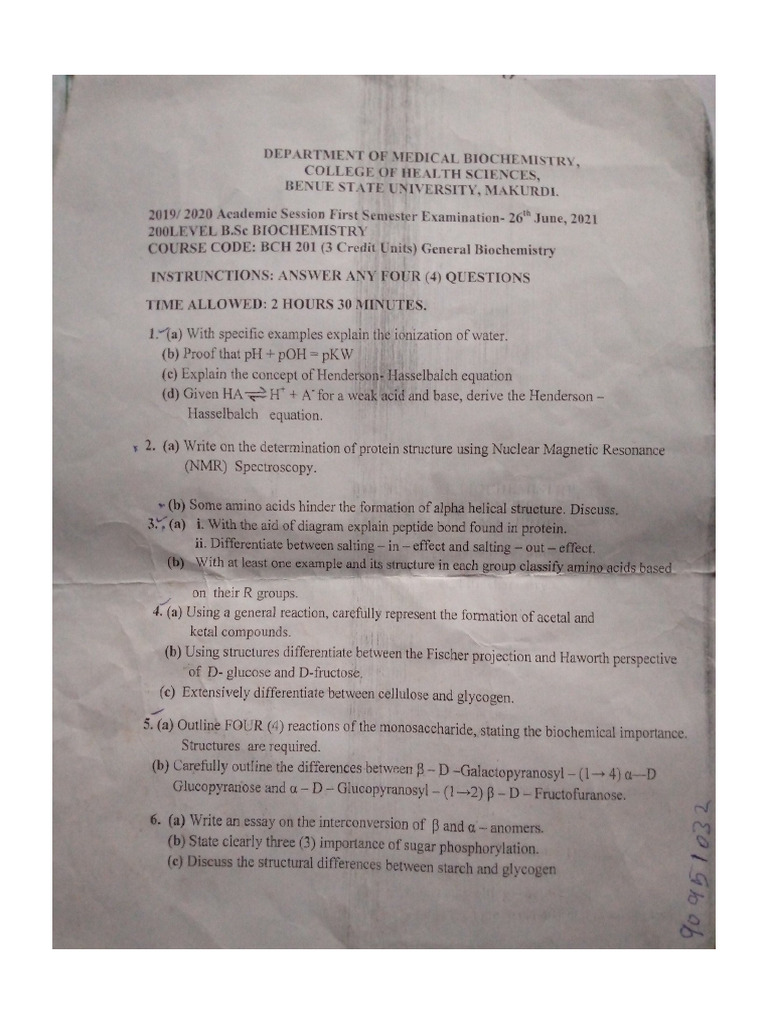 Bch 201 Past Questions Pdf