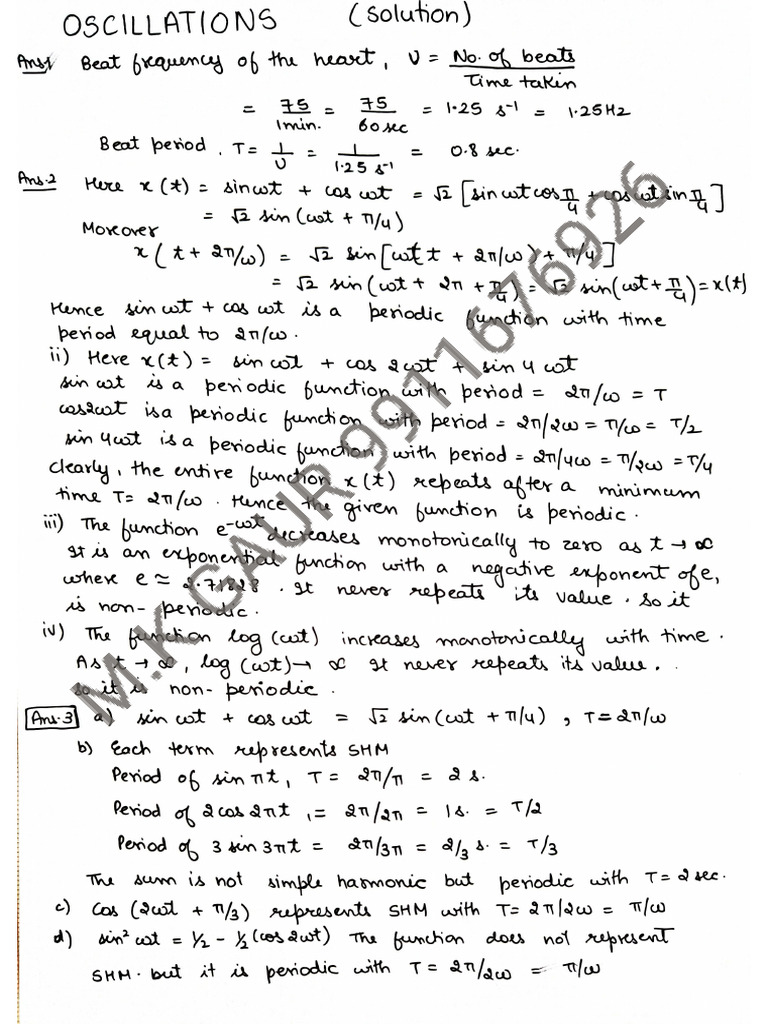 Solutions Of Oscillations Pdf