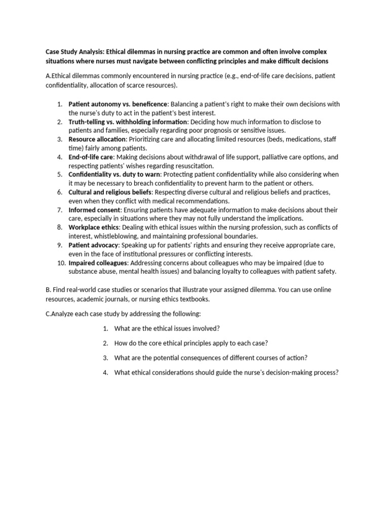 Nursing Ethics Part 2case Study Analysis | PDF