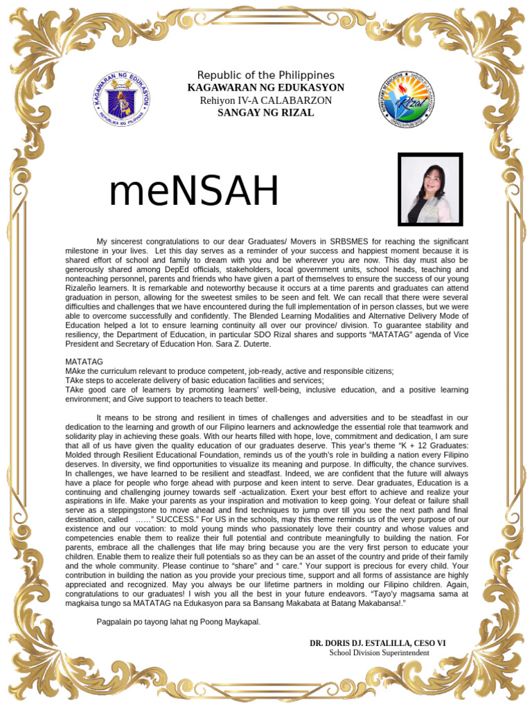 3 Mensahe School Division Superintendent | PDF