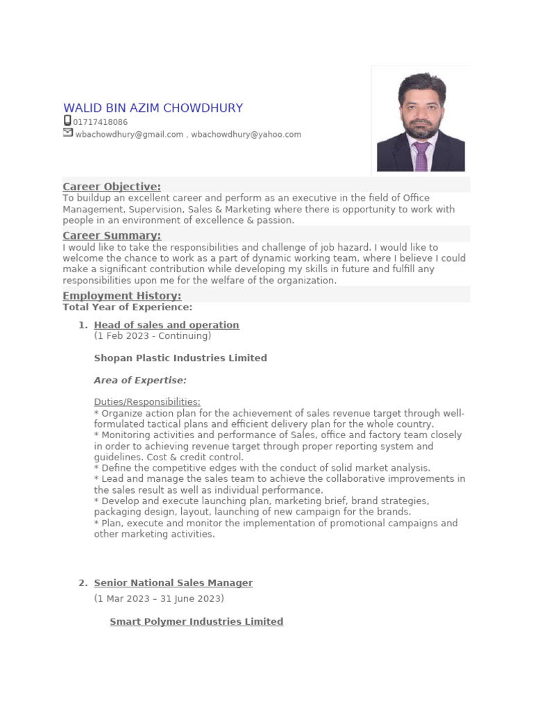 Walid Bin Azim Chowdhury CV | PDF