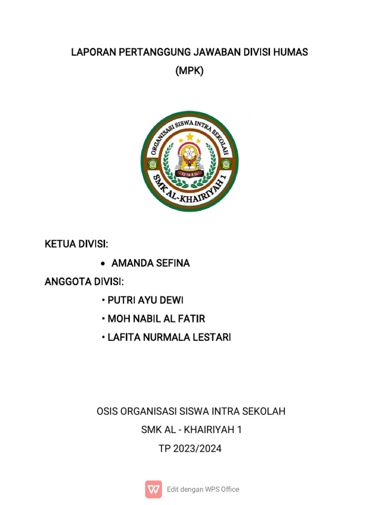 LPJ Humas MPK-1 | PDF