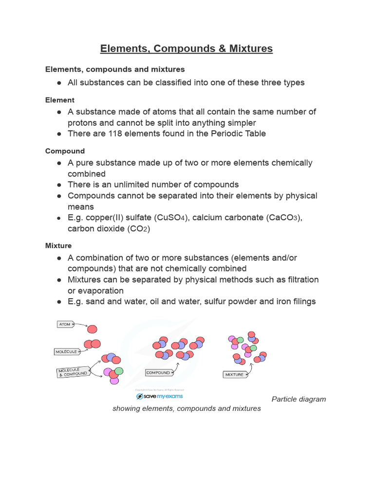 Elements, Compounds & Mixtures | PDF