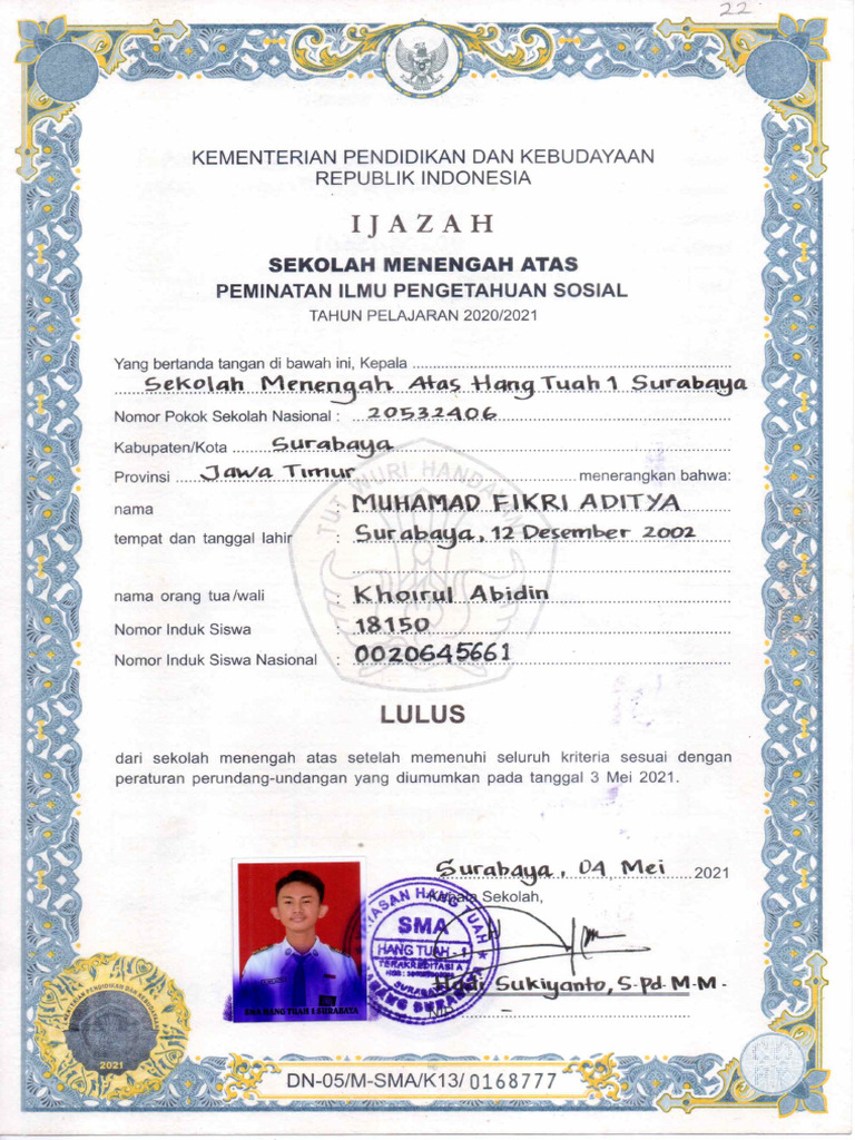 Ijazah SMA Anak Bu Susi | PDF