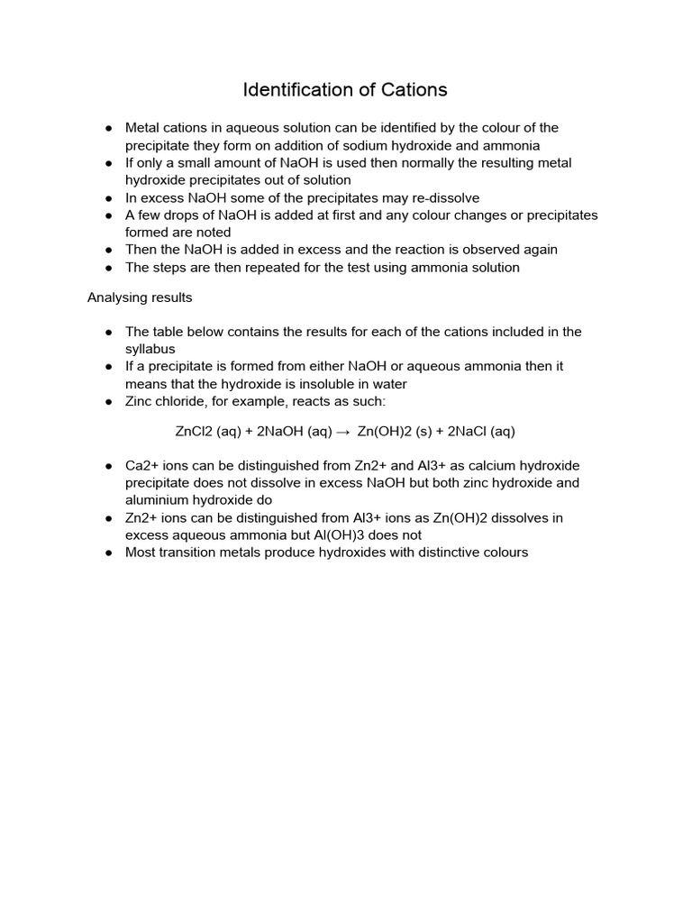 Identification of Ions - Gases Adn Flame Tests | PDF