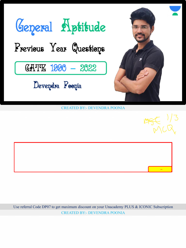 General Aptitude PYQs 2010 To 2022 | PDF